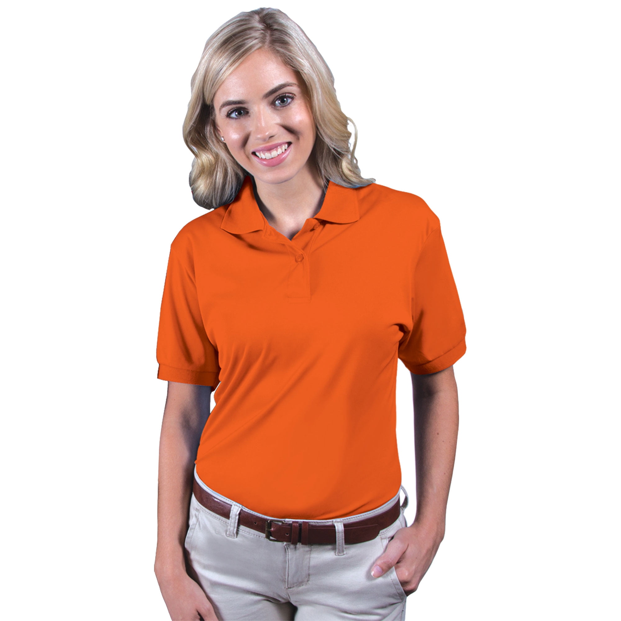 BlueGeneration Ladies Wicking Solid Snag Resist Polo - Orange 4 Extra ...