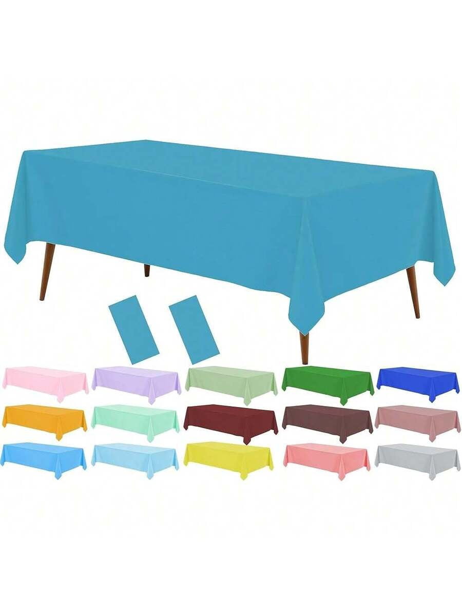 BlueGreen Plastic Tablecloth, 2 Pack 54 x 108 Inch Disposable ...