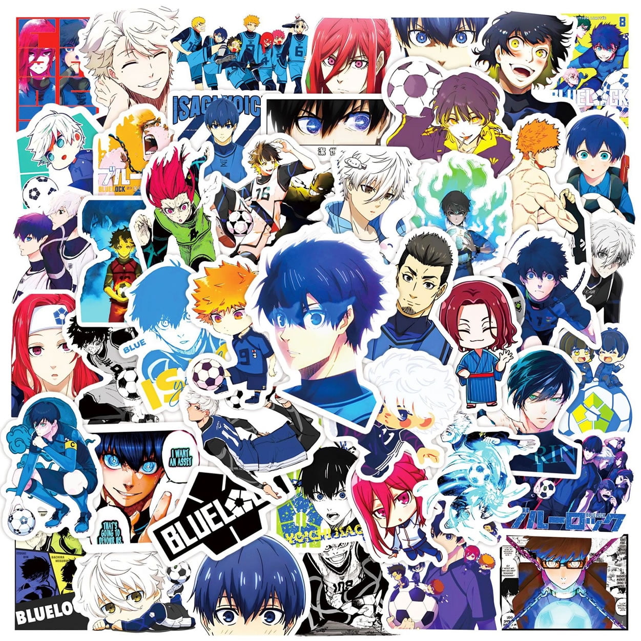BlueLock Stickers 100Pcs Set,Anime BlueLock Cosplay Waterproof Sticker ...