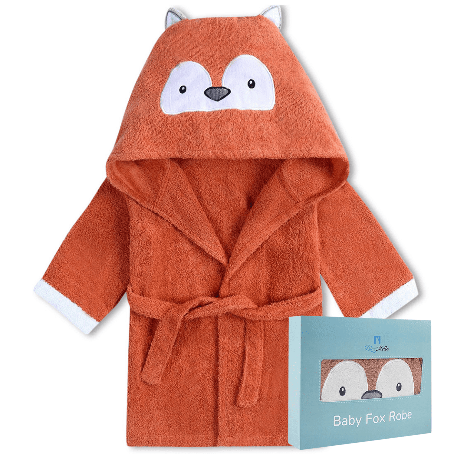 BlueMello Baby Fox Bathrobe | Ultra-Soft Hooded Robe for Toddlers 0-6 ...