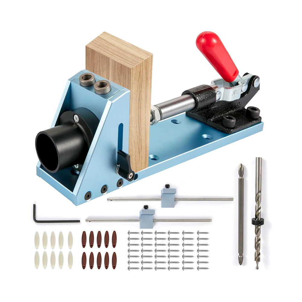 BluePocket Hole Jig Kit, Adjustable & Easy to Use Pocket Hole Jig ...