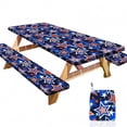 BlueRed Star Pattern Picnic Table Cover With Bench Covers, Waterproof ...