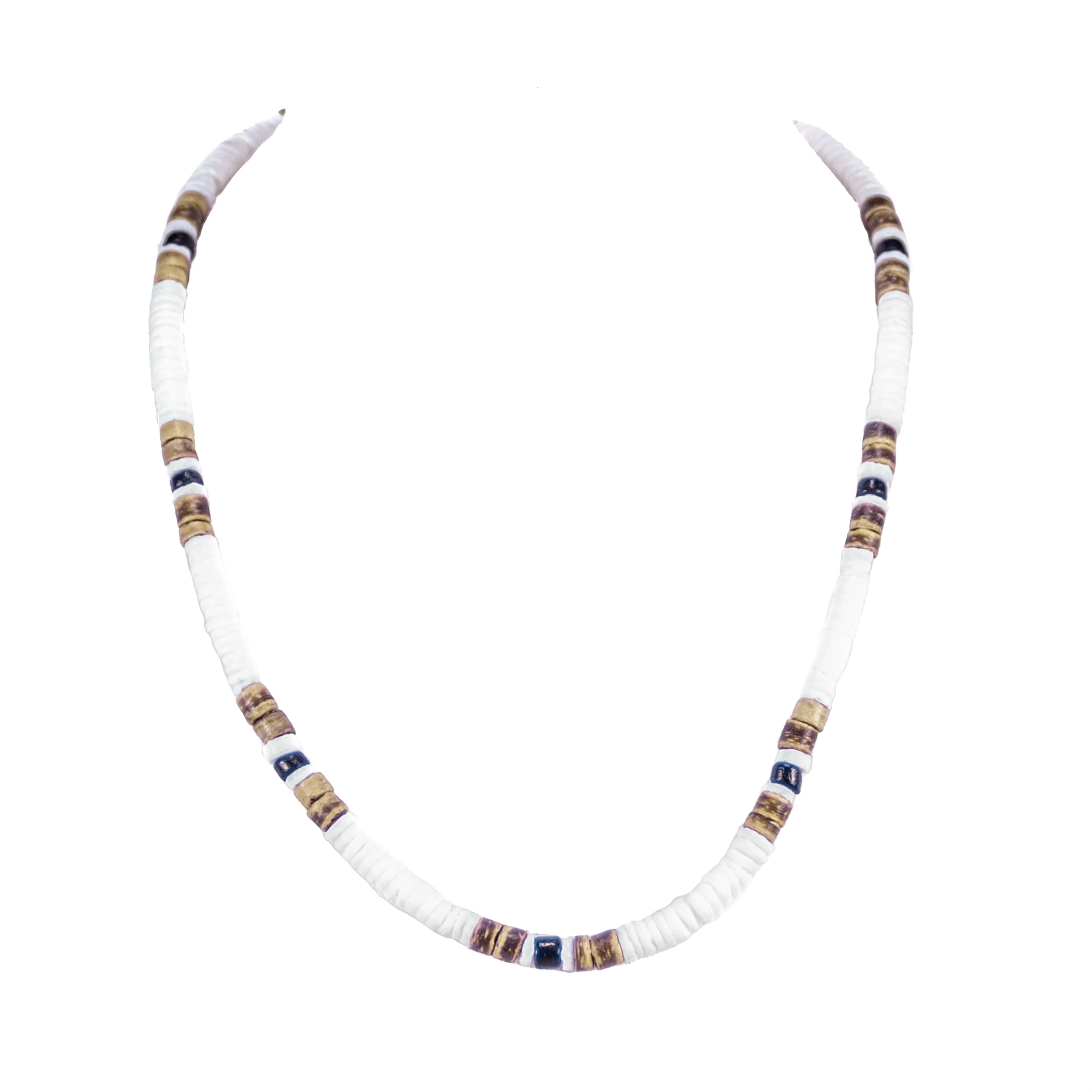 BlueRica Puka Shell, Tiger & Black Coconut Beads Necklace (18 ...