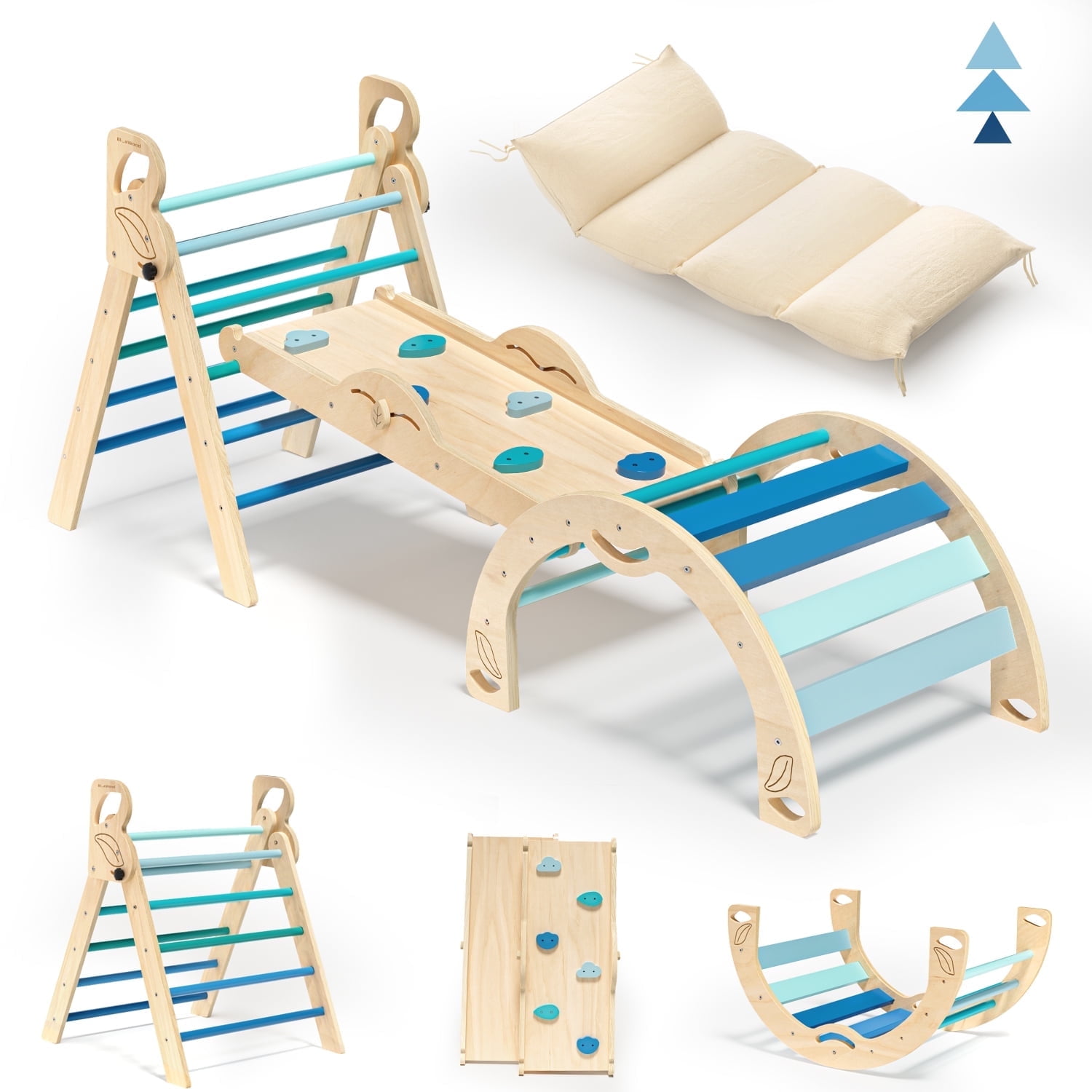 BlueWood Montessori Triangle Climbing Set, Indoor Playground for Kids ...