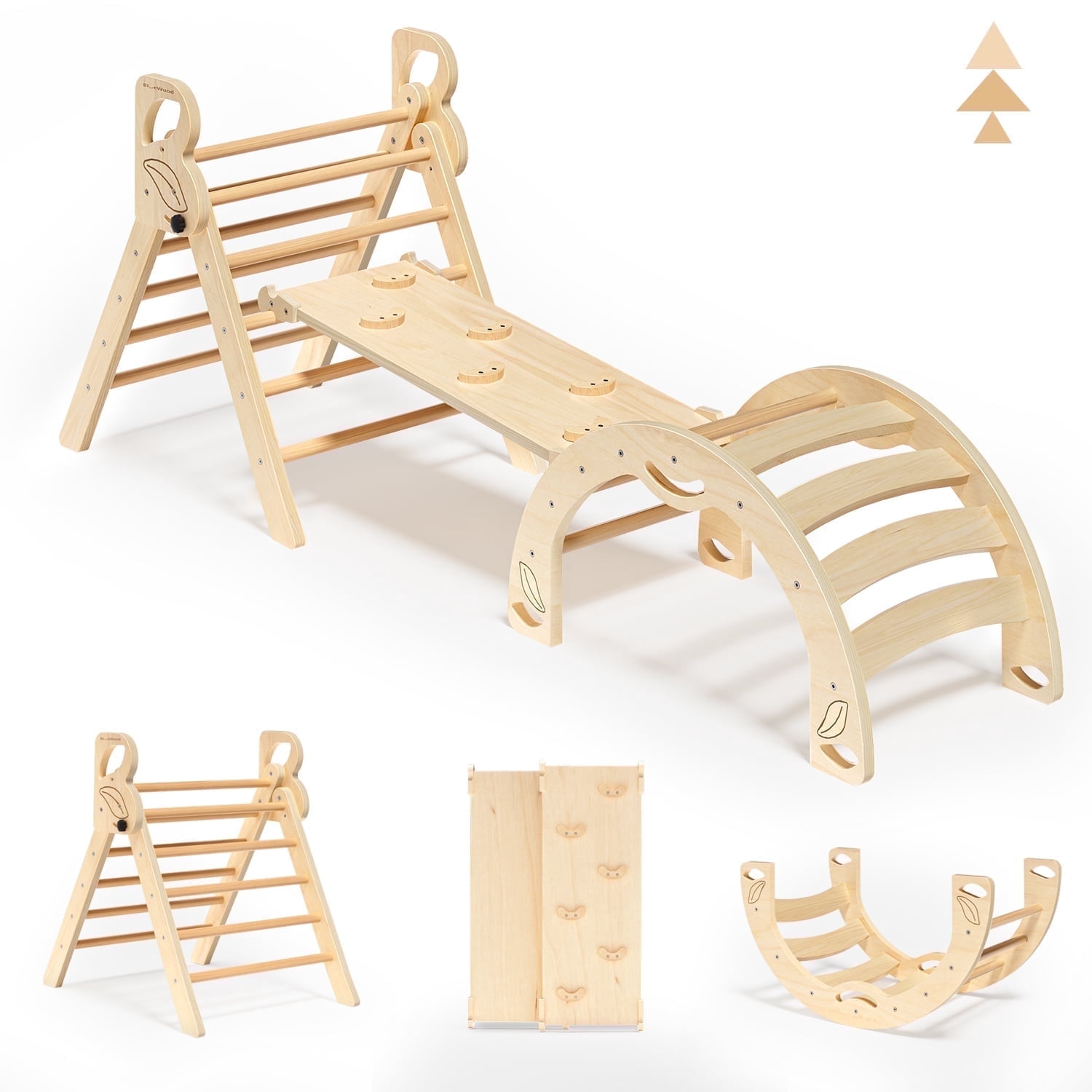 BlueWood Triangle Climbing Set Playground Arch Wood Indoor Lightweight ...