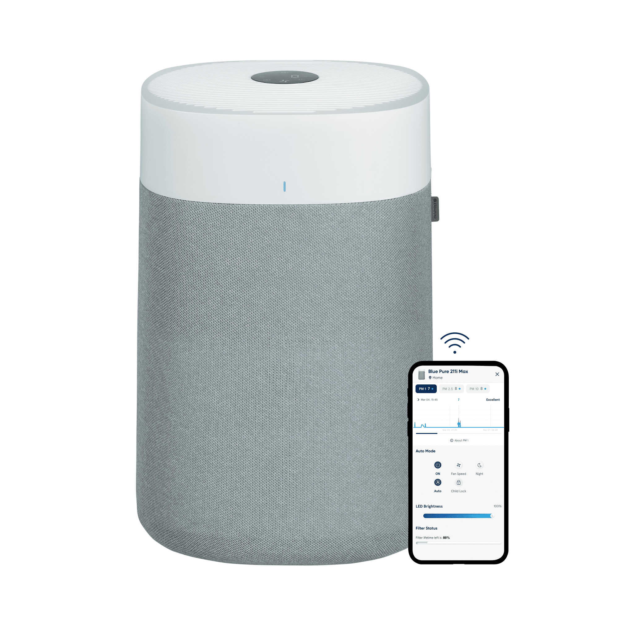 Blueair Air Purifier Blue Pure 211i Max 601 sq ft