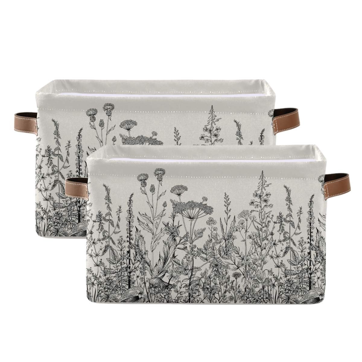 Blueangle Black And White Flowers Rectangle Storage Bin, 15 x 11 x 9.5 ...
