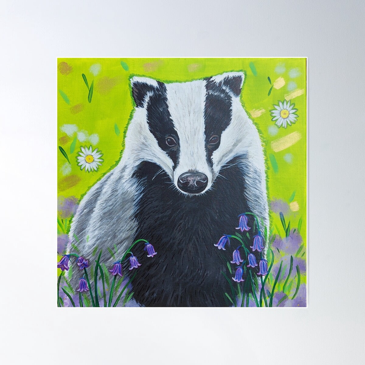 Bluebell Badger Poster Wall Art, Modern Wall Decor For Living Room ...