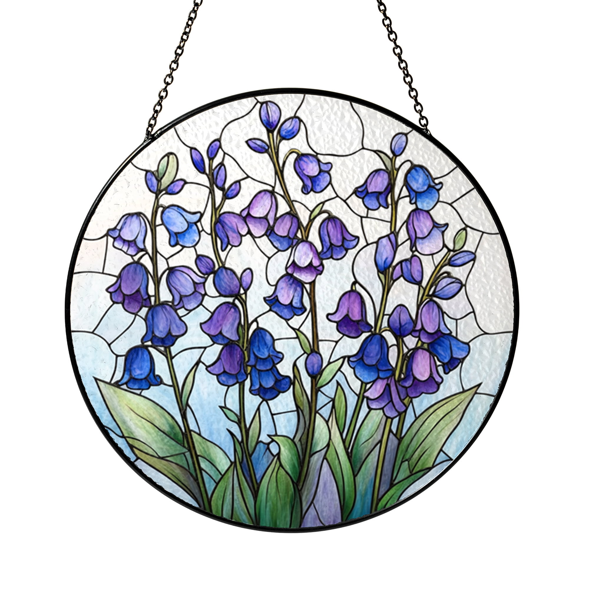 Bluebell Faux Stained Glass Metal Sign – Decorative Garden Wall Hanging ...