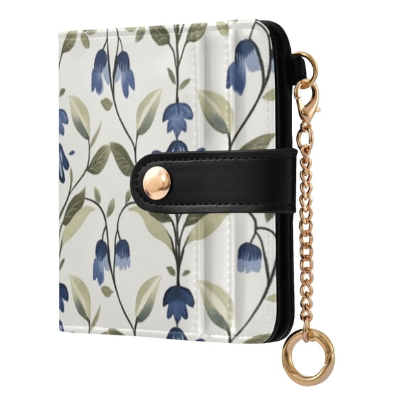 Bluebell Florals and Leaves Retro Women's Wallet PU Leather Card Cases ...