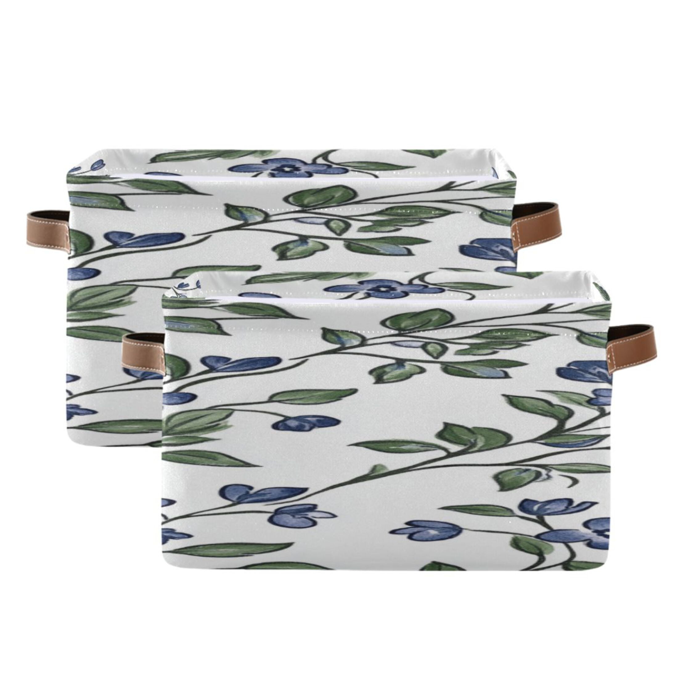 Bluebell Flowers Leaves Square Storage Bins with Handles Collapsible ...
