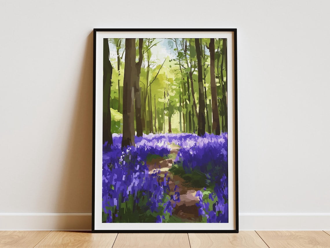 Bluebell Forest Meadow Vintage Style Travel Forest Landscape Nature ...