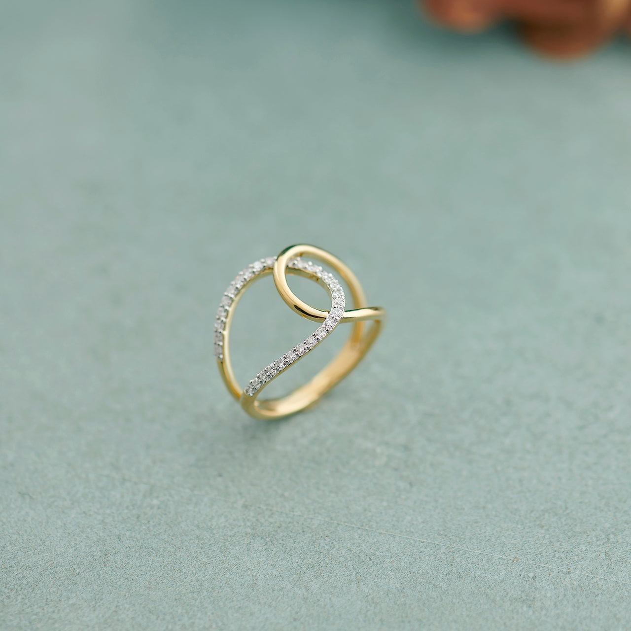 Bluebell Jewels 14K Gold Finish Interlocking Heart Ring with Cubic ...