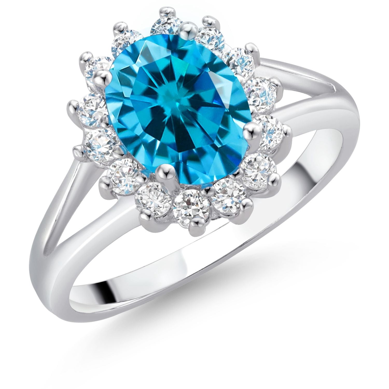 Bluebell Jewels 14K Gold Plated Victorian Blue & White Zirconia ...