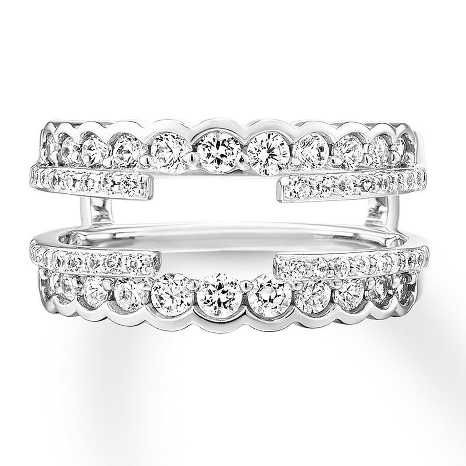 Bluebell Jewels 14K White Gold Finish Enhancer Solitaire Round CZ Guard ...