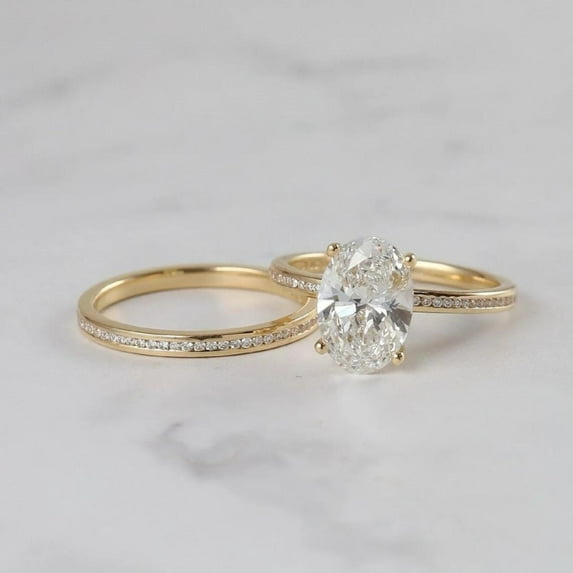 Bluebell Jewels 2CT Oval Cut Wedding Ring Set 14k Yellow Gold Finish ...