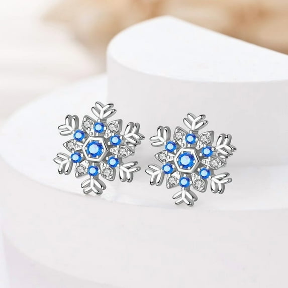 Bluebell Jewels 925 Sterling Silver Blue CZ Frost Stud Earrings for ...