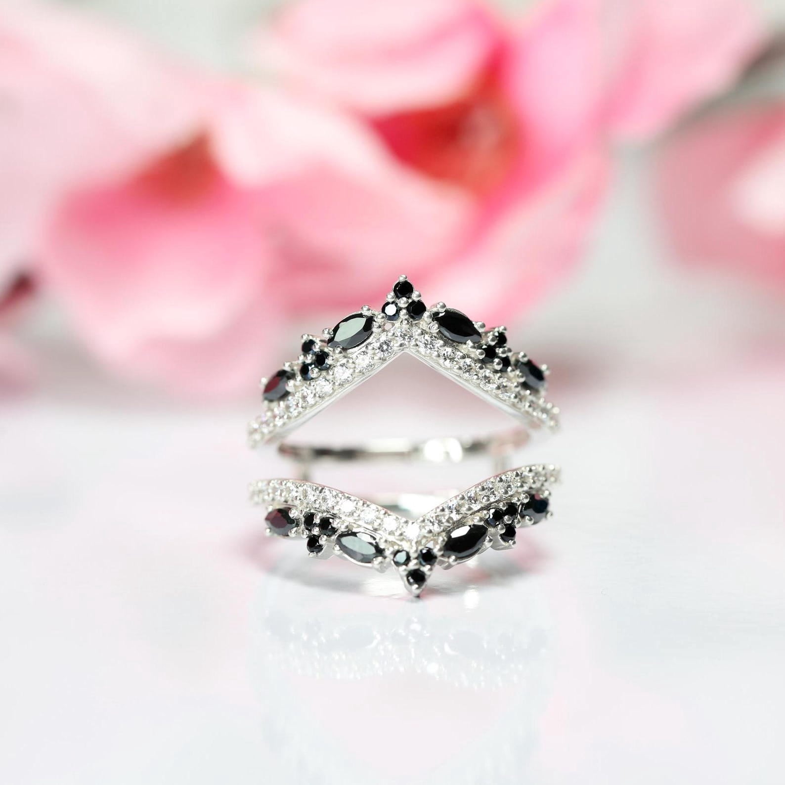 Bluebell Jewels Black & White CZ Wrap Enhancer Ring for Women ...