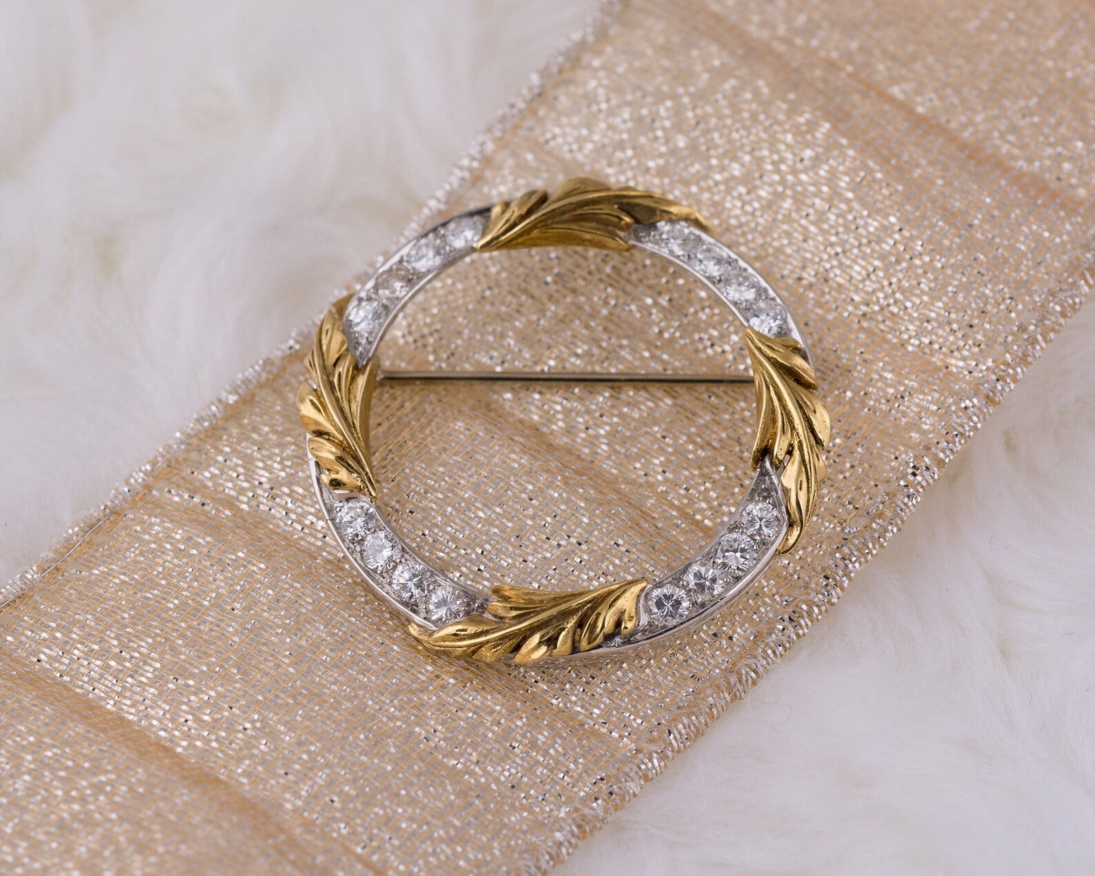 Bluebell Jewels Crystal Wreath Brooch – Gold & Silver-Tone Circle Pin ...