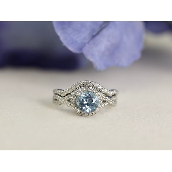 Bluebell Jewels Cushion Cut CZ Engagement Ring Set for Women in ...