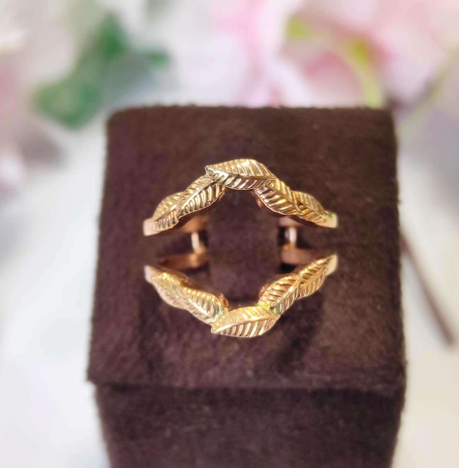 Bluebell Jewels Leaf Wedding Enhancer Ring Jacket For Women 14K Yellow ...