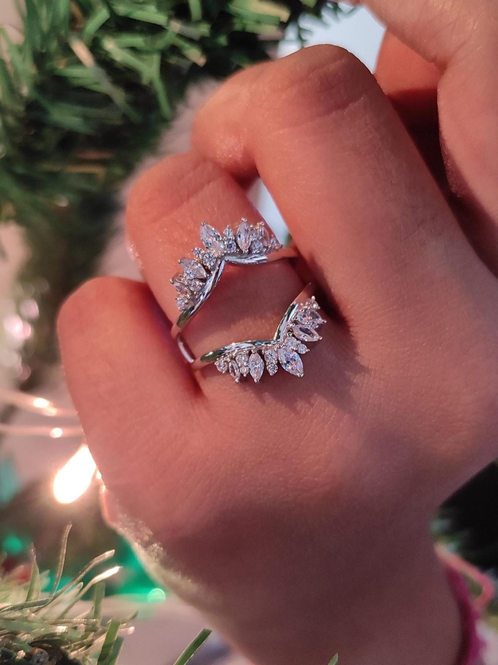 Bluebell Jewels Marquise & Round Cut CZ Wedding Ring Wrap 925 Sterling ...