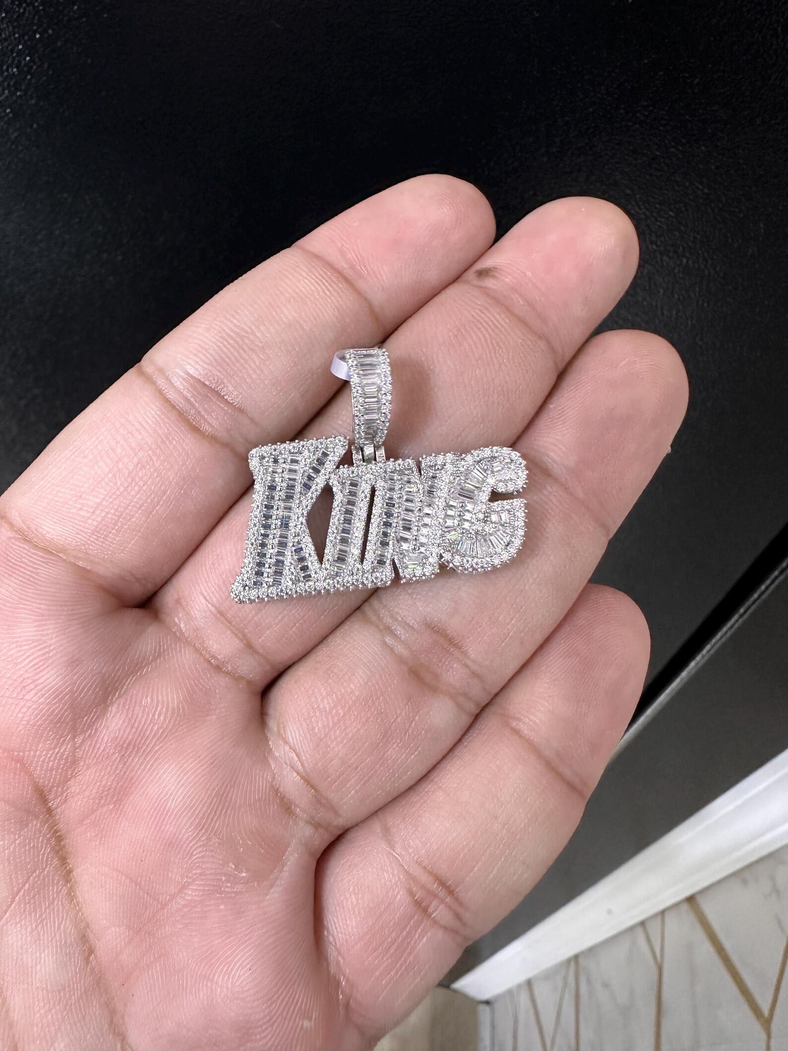 Bluebell Jewels Men’s Rapper Style Pendant King Design, Baguette Cut CZ ...