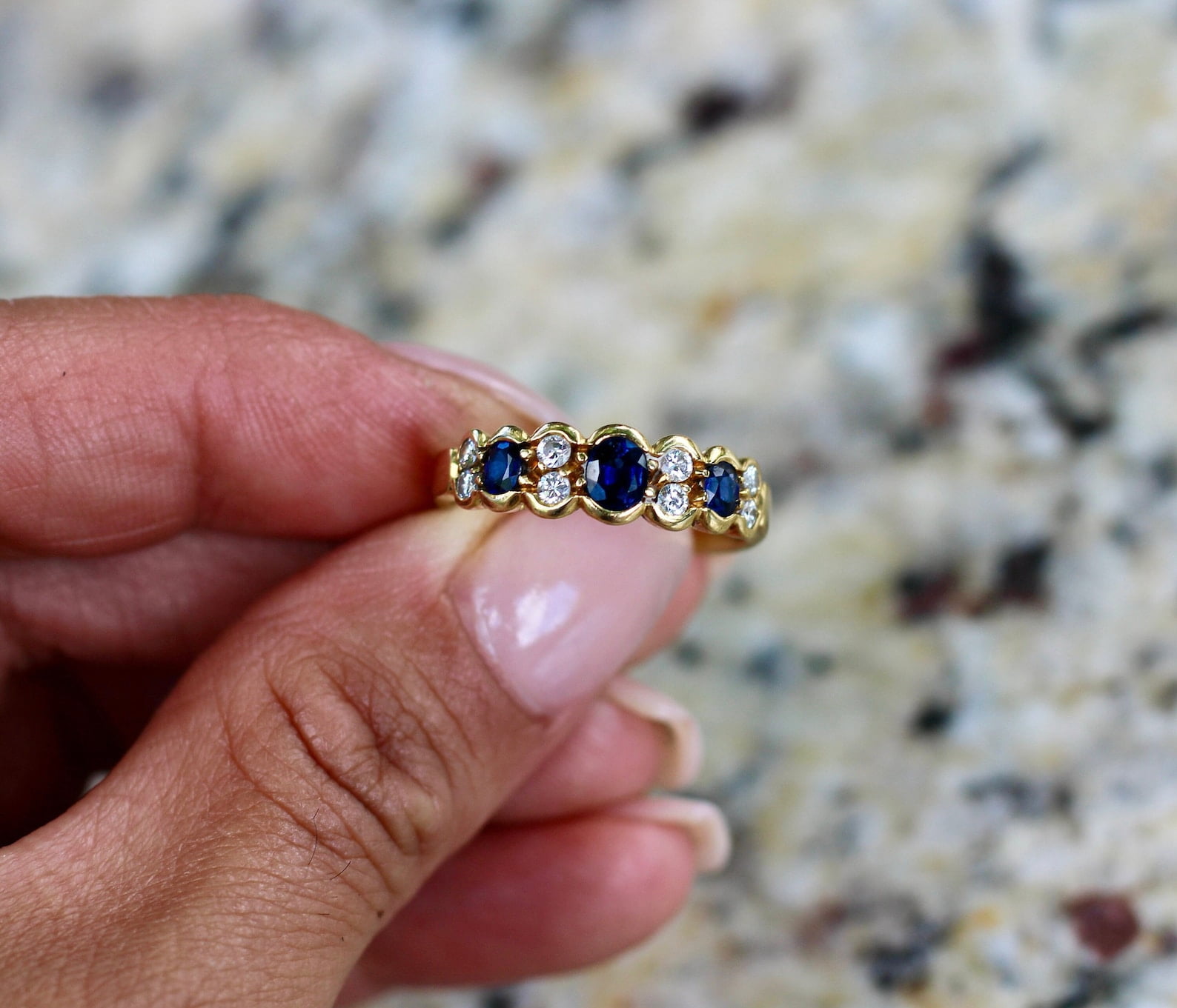 Bluebell Jewels Oval Cut Blue Cubic Zirconia 14K Yellow Gold Finish ...