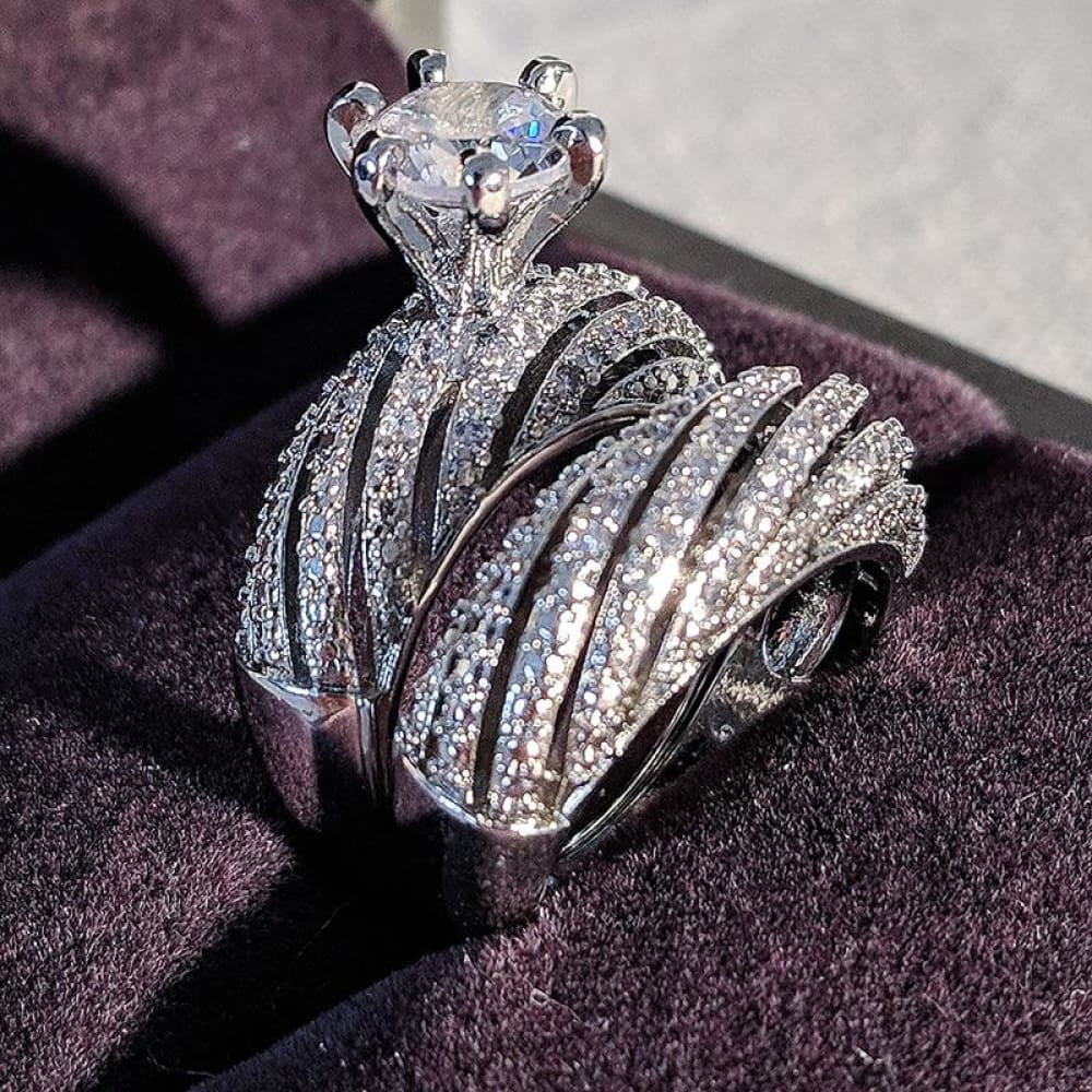 Bluebell Jewels Round-Shaped CZ Promise Ring Set – 925 Silver Romantic ...