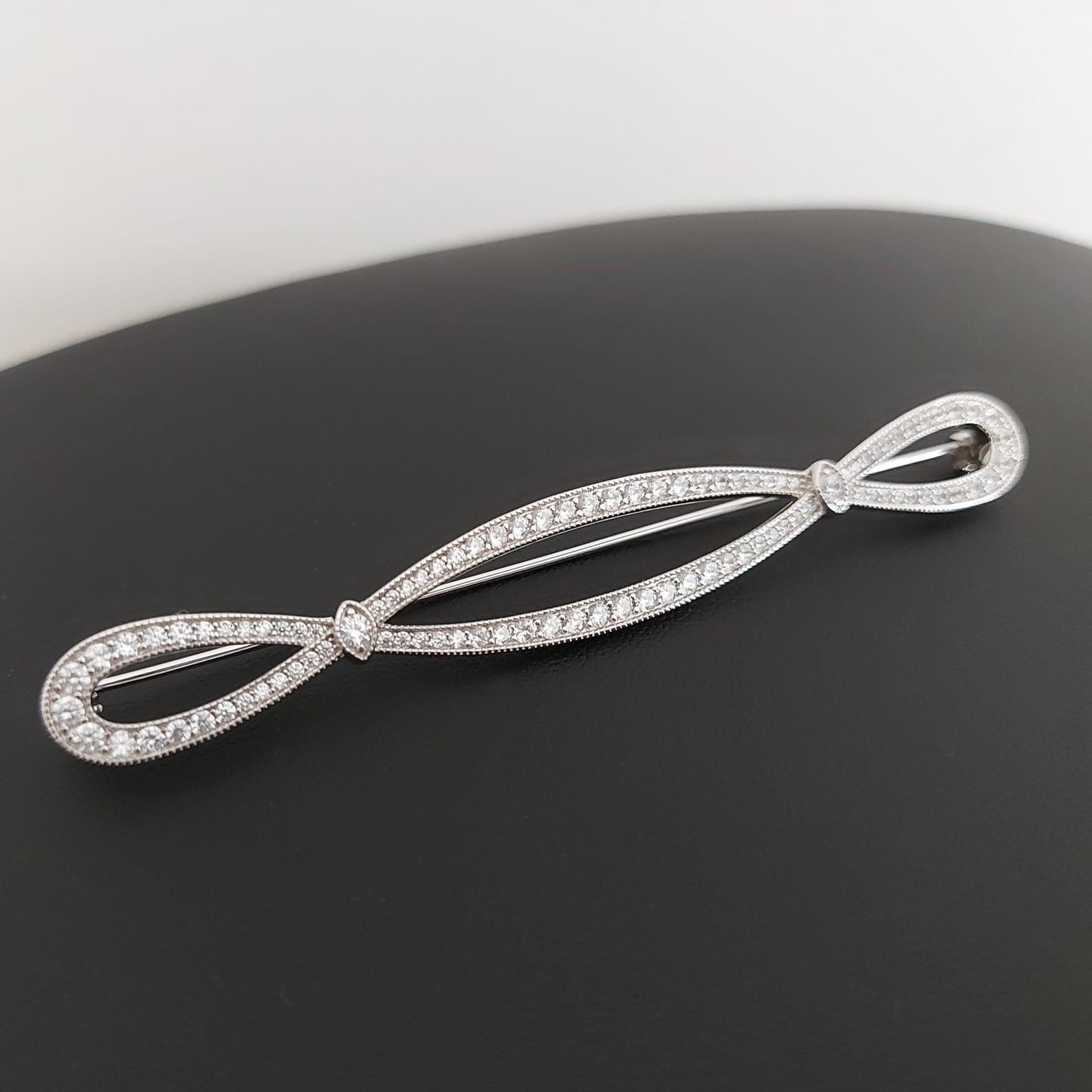 Bluebell Jewels Silver Finish CZ Infinity Brooch Pin – Elegant Double ...