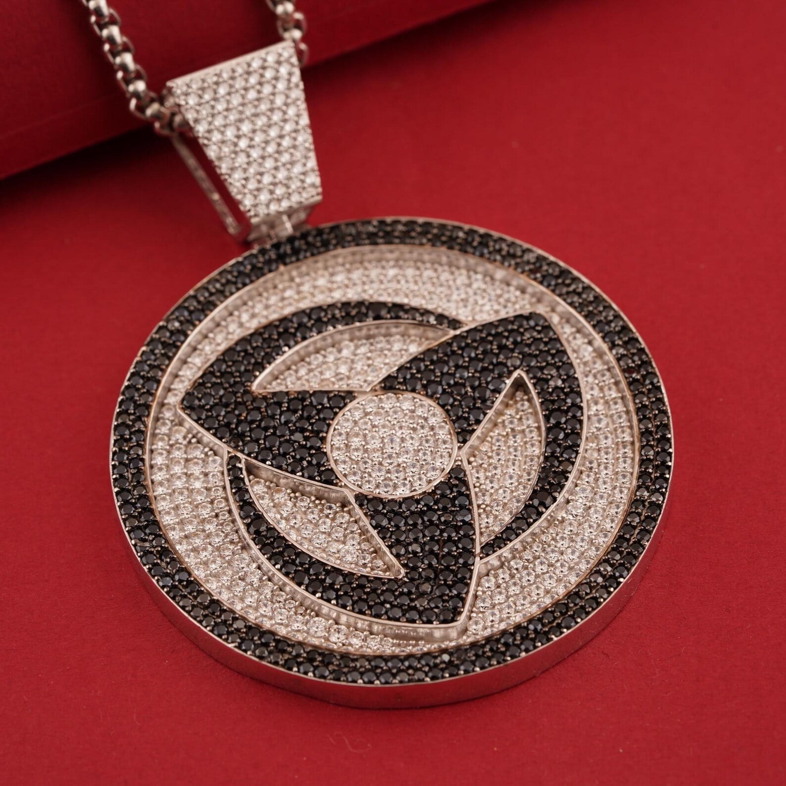 Bluebell Jewels Silver Mangekyou Sharingan Pendant, Round CZ Cluster ...