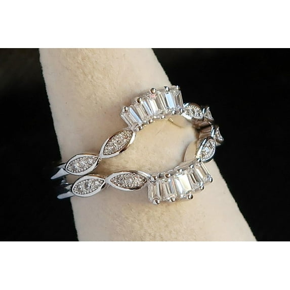 Bluebell Jewels Sterling Silver CZ Enhancer Ring Set Dainty Stacking ...