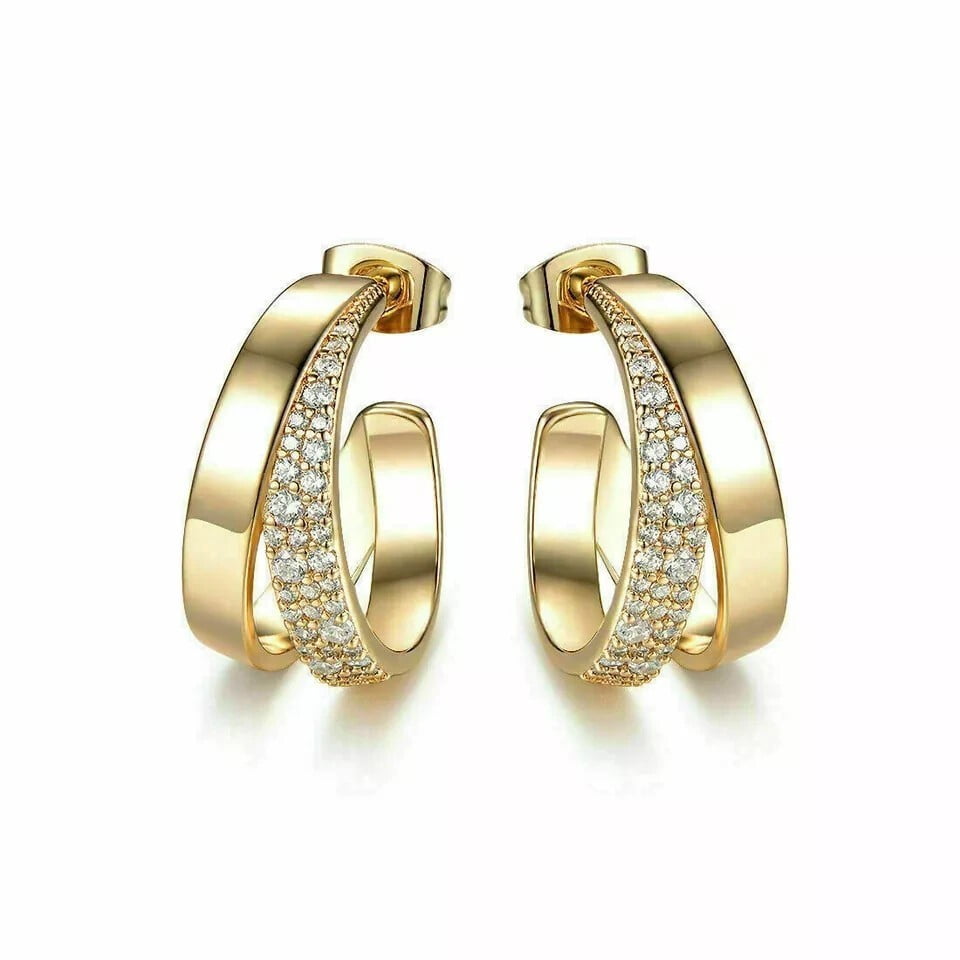 Bluebell Jewels Stud Fancy Women's Earrings 2Ct Round Simulated CZ 14K ...