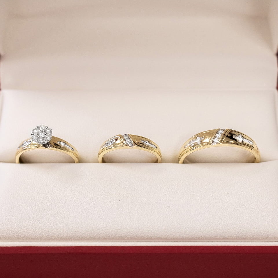 Bluebell Jewels Stunning 14K Yellow & White Gold Finish Silver Round ...