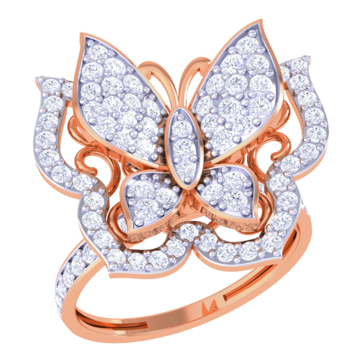 Bluebell Jewels Unique Style 14K Rose Gold Finish Silver Round Cut CZ ...