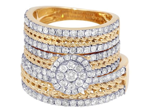 Bluebell Jewels Women's 14K Gold Finish Round Cluster Engagement Ring ...