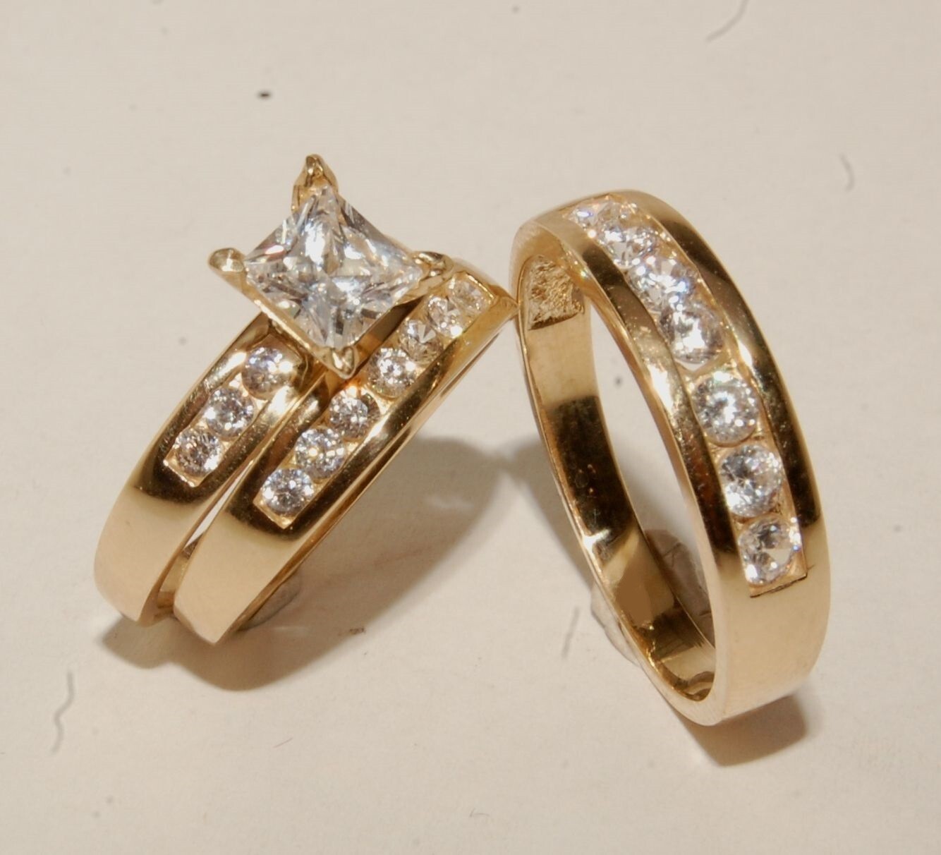 Bluebell Jewels Women's 3PC Wedding Ring Set Yellow Gold Finish with ...