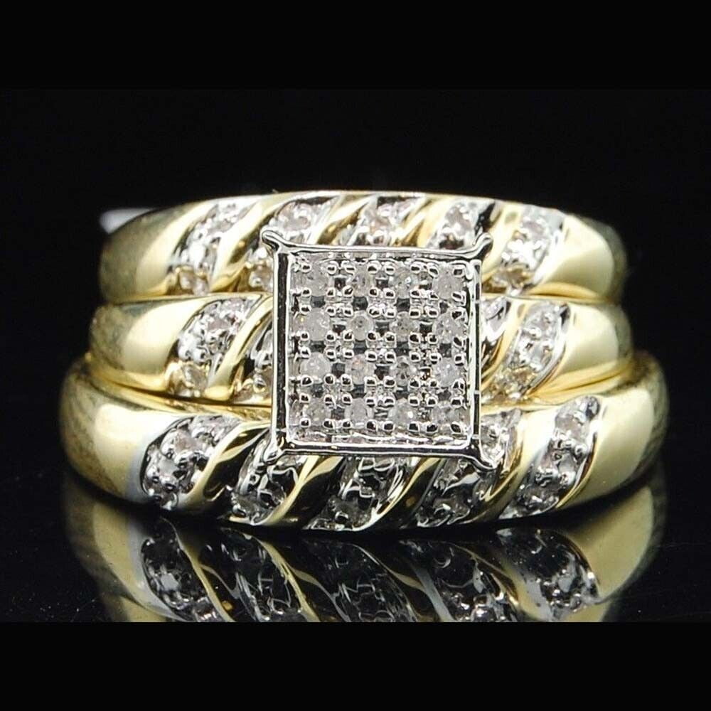 Bluebelljewels 14K Yellow Gold Finish Silver Round Cut Cubic Zirconia ...