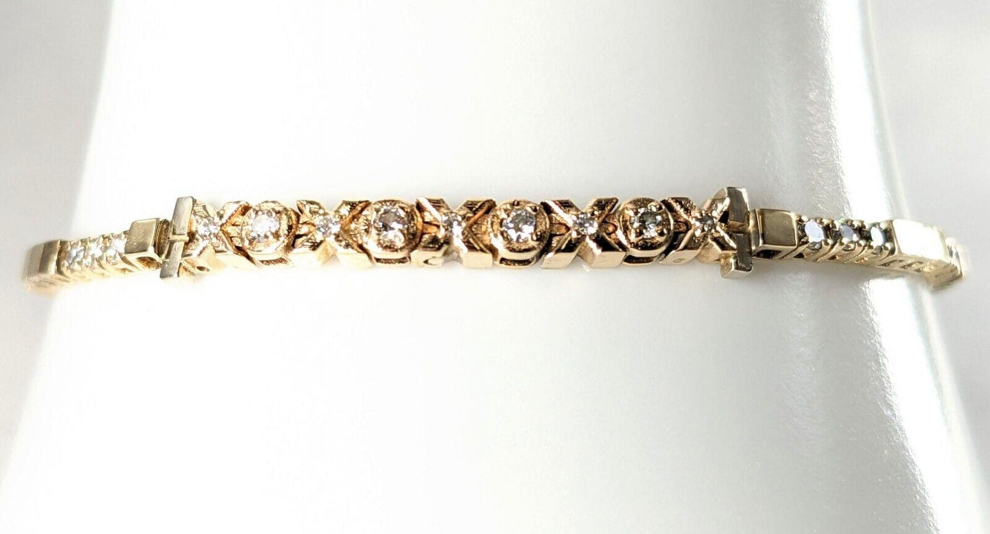 Bluebelljewels 14K Yellow Gold Finish Silver XO Style Tennis Bracelet ...