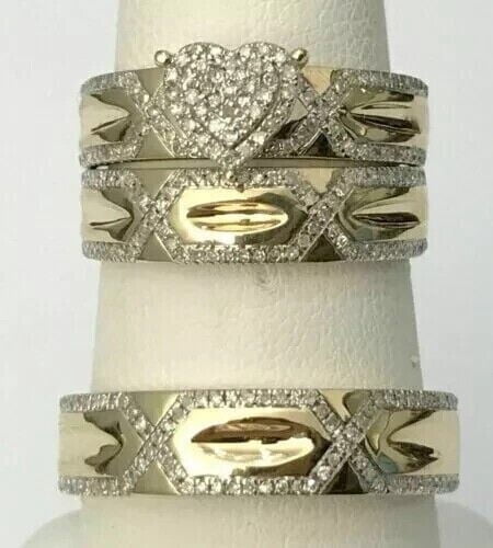 Bluebelljewels 2Ct Cubic Zirconia His Her Wedding Heart Trio Ring Set ...