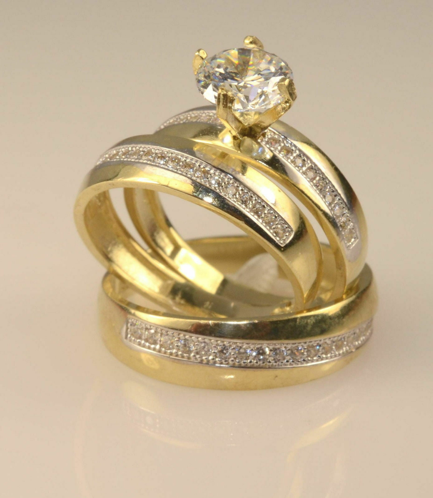 Bluebelljewels 2Ct Round Cut Cubic Zirconia His & Hers Wedding Trio ...