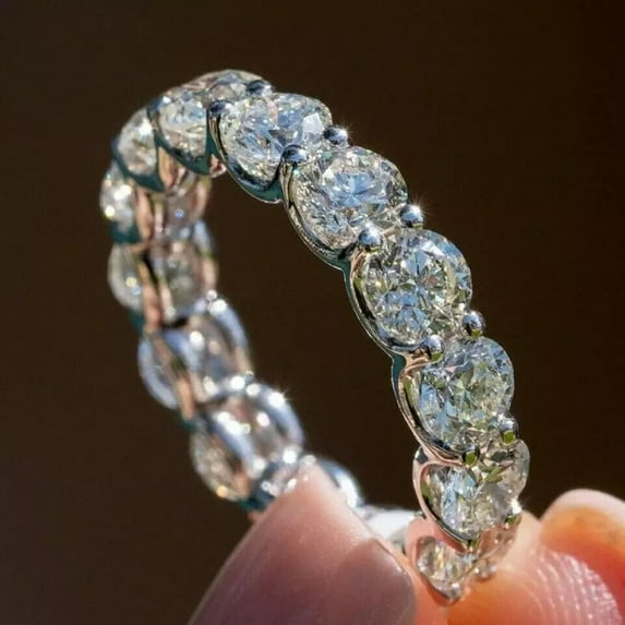 Bluebelljewels 2Ct Round Cut Cubic Zirconia Eternity Wedding Band Ring ...