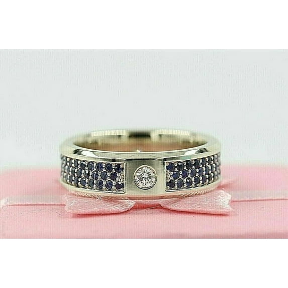 Bluebelljewels 3Ct Round Cut Lab Created Sapphire Wedding Halo Band 14k ...