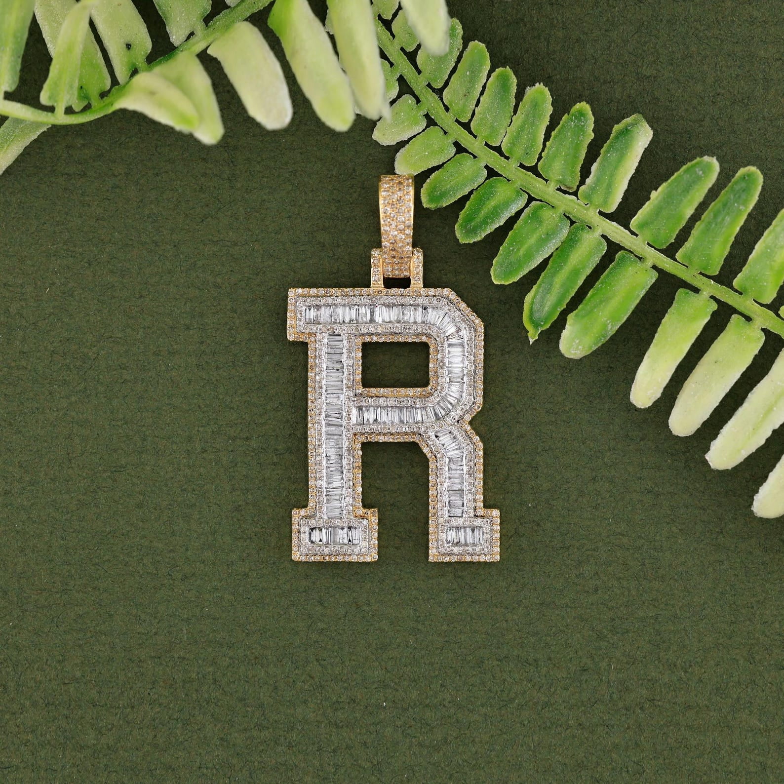 Bluebelljewels Custom Initial R Letter Pendant 14K Yellow Gold Finish ...