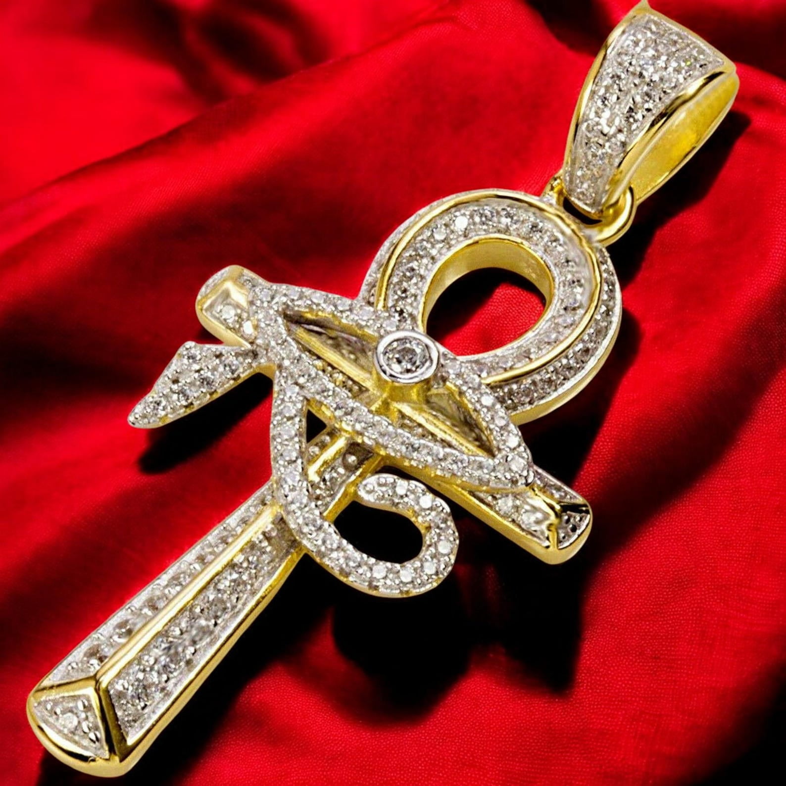 Bluebelljewels Egyptian ankh pendant Eye of Horus Cross Pendant in 14K ...