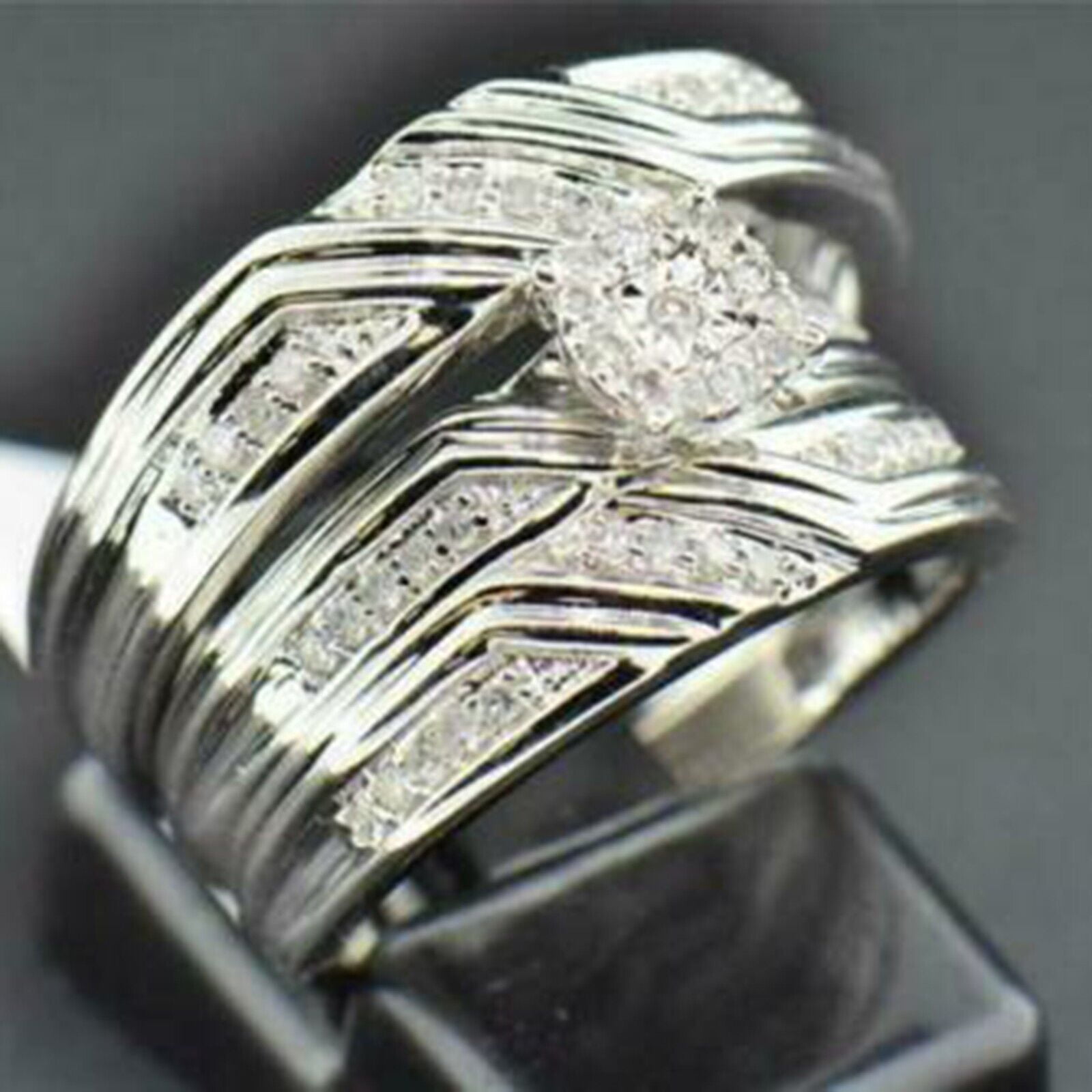 Bluebelljewels Engagement Band 14K White Gold Finish Round Cut Cubic ...