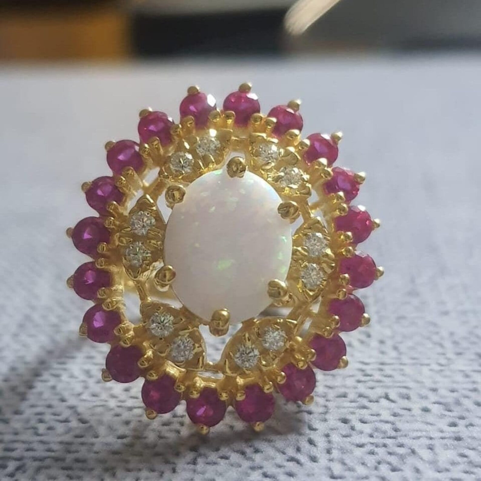 Bluebelljewels Oval Cut Lab Created Fire Opal 14K Yellow Gold Finish ...