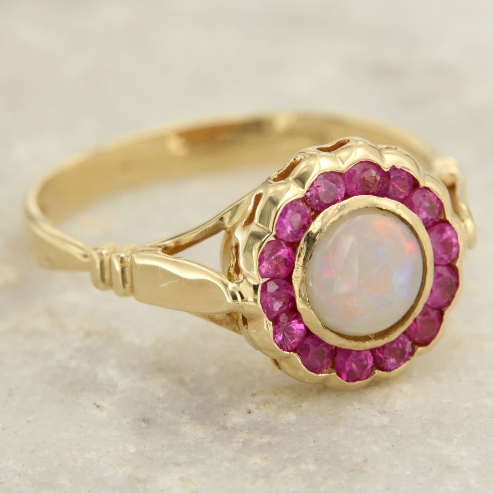 Bluebelljewels Round Cut Lab Created Ruby 14K Yellow Gold Finish ...