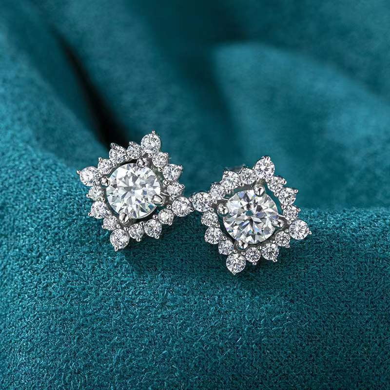 Bluebelljewels Women's Push Back Stud Earrings White Round Cut Diamond ...
