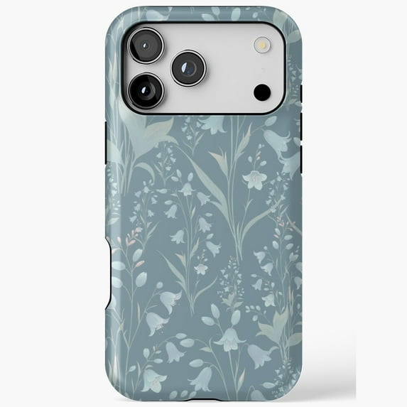 Bluebells Blue Grey Floral Pattern iPhone Case 17 to 11 Pro Max ...